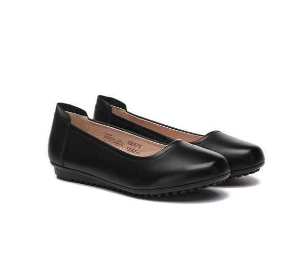 EVERAU® Women Leather Round Toe Black Work Ballet Flats Fern - The UGG ...